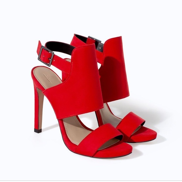 Zara | Shoes | Zara Red Heel Sandal 38 | Poshmark